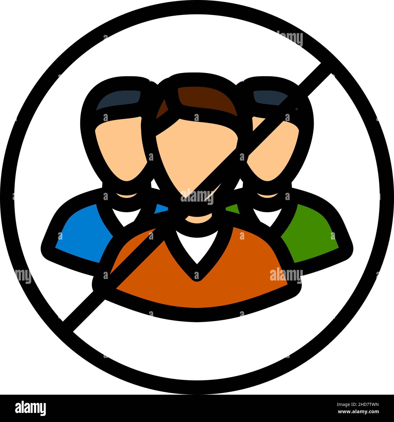 No Meeting Icon. Editable Bold Outline With Color Fill Design. Vector ...