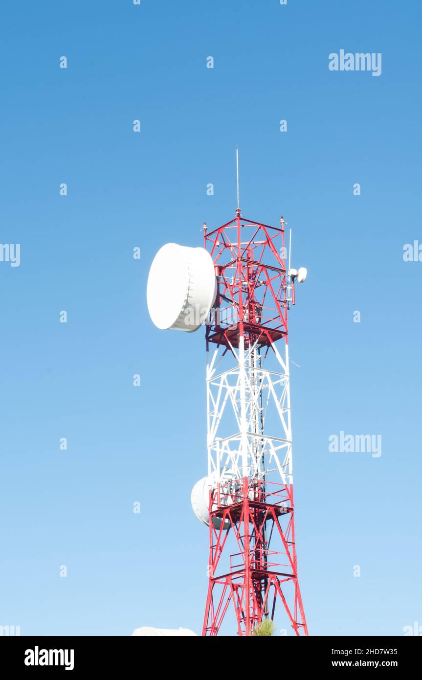 communications antennas in the middle of a forest Stock Photo - Alamy