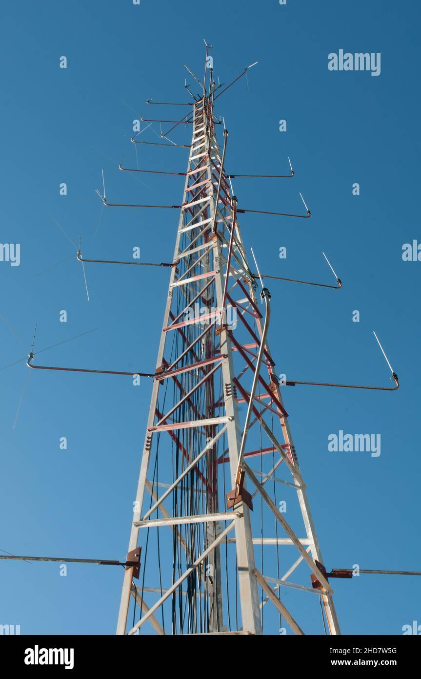communications antennas in the middle of a forest Stock Photo - Alamy