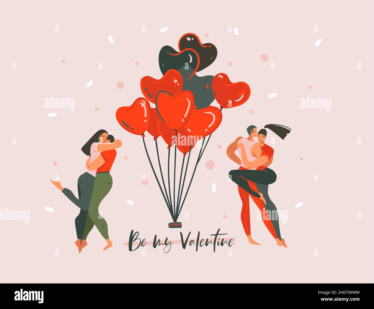 Hand drawn vector abstract cartoon modern graphic Happy Valentines ...