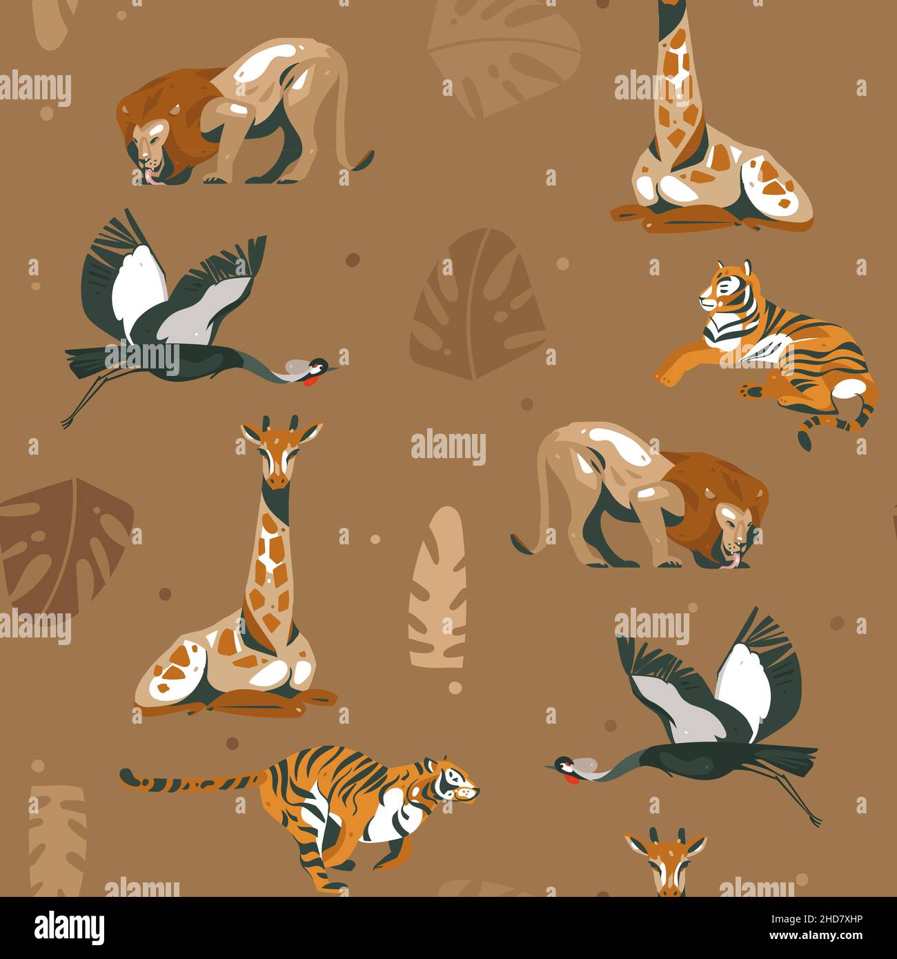 Hand drawn vector abstract modern graphic African Safari Nature ornamental tribal illustrations ...