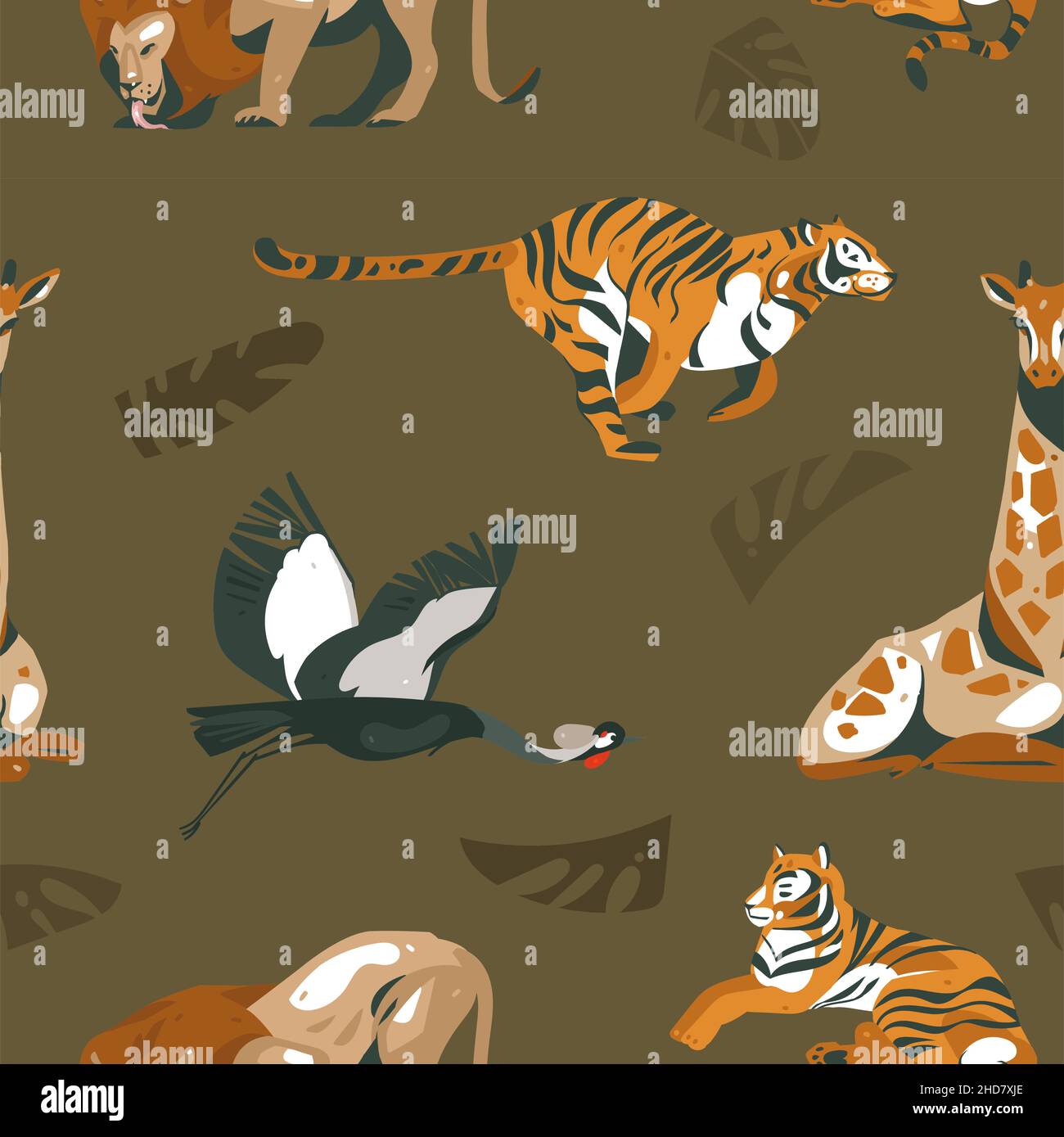 Hand drawn vector abstract modern graphic African Safari Nature ornamental tribal illustrations ...