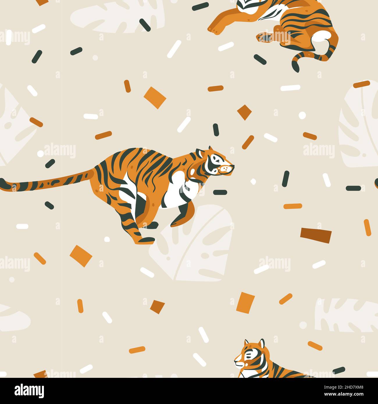 Hand drawn vector abstract cartoon modern graphic African Safari Nature illustrations art ...