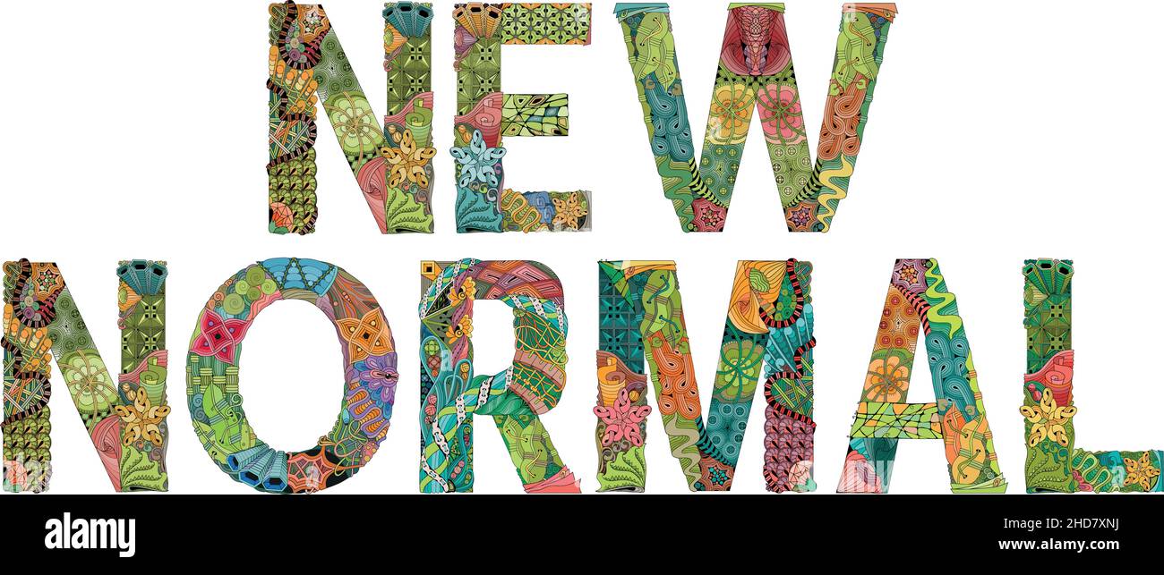 Hand-painted art design. Illustration words NEW NORMAL for t-shirt ...
