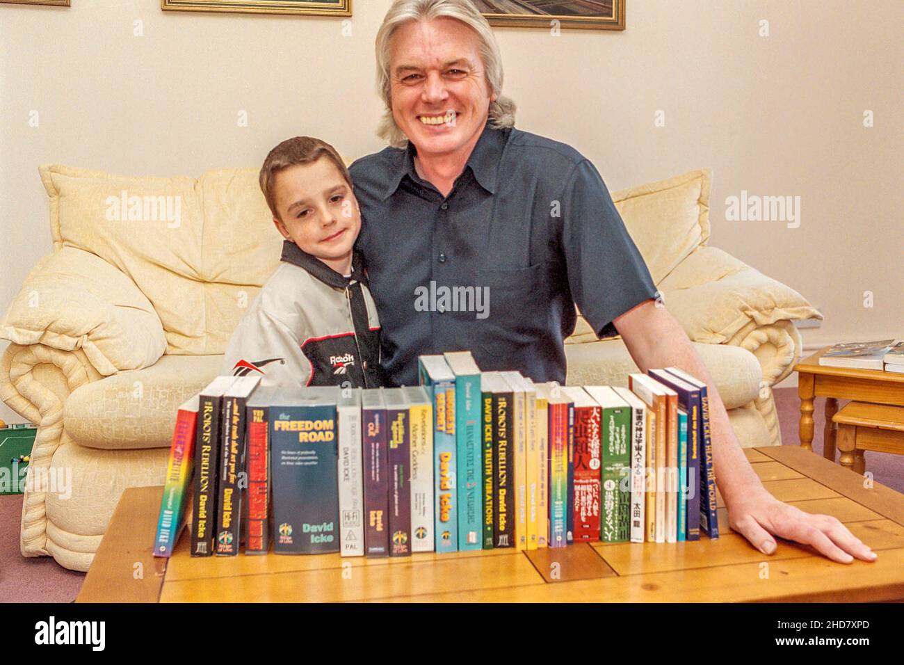 Ryde, Isle of Wight, April 19th 2001: David Icke at home with his son ...