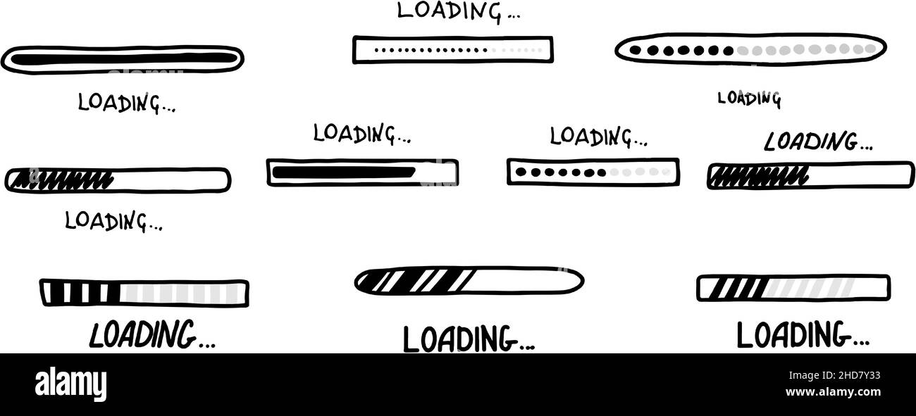 Loading bar doodle icon. Progress loading bar. Hand drawn sketch ...