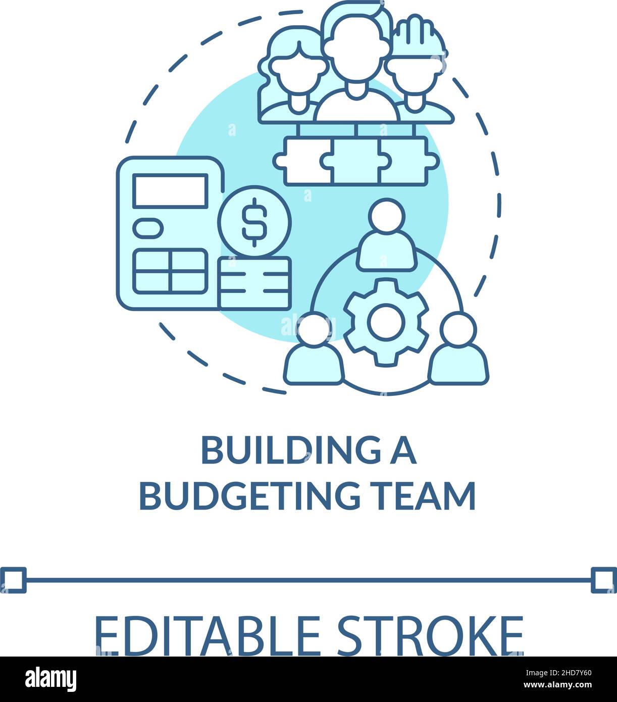 Building a budgeting team turquoise concept icon Stock Vector Image ...