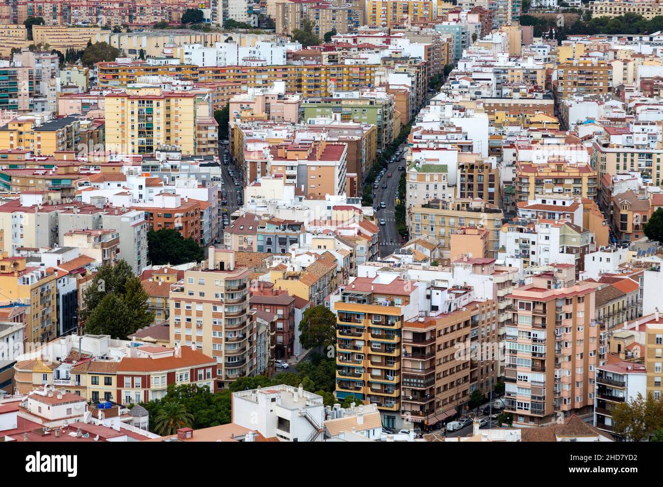 Cityscape view go high density buildings in city centre of Malaga ...