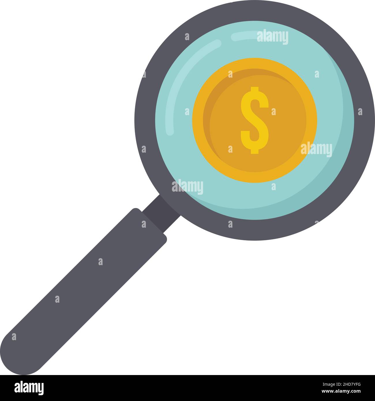 Magnifier money estimator icon. Flat illustration of magnifier money ...