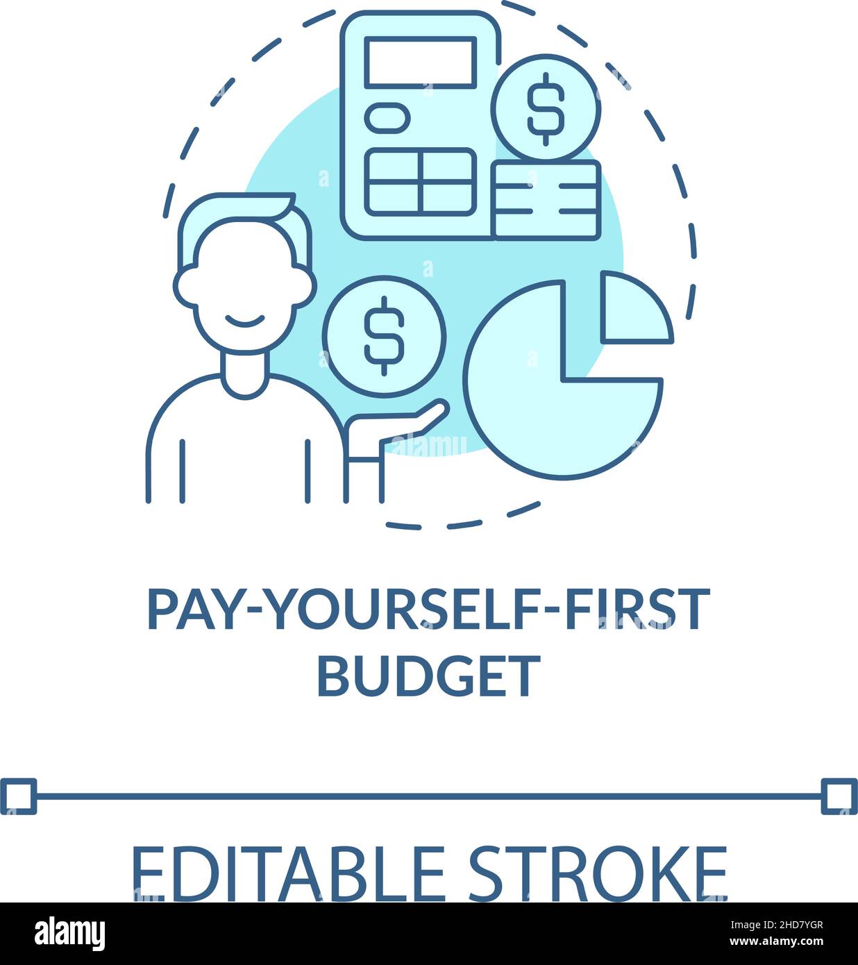 Pay-yourself-first budget turquoise concept icon Stock Vector Image ...