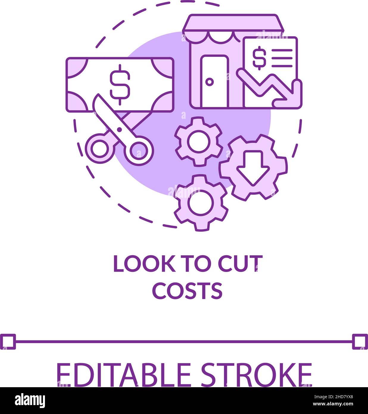 Look to cut costs purple concept icon Stock Vector Image & Art - Alamy