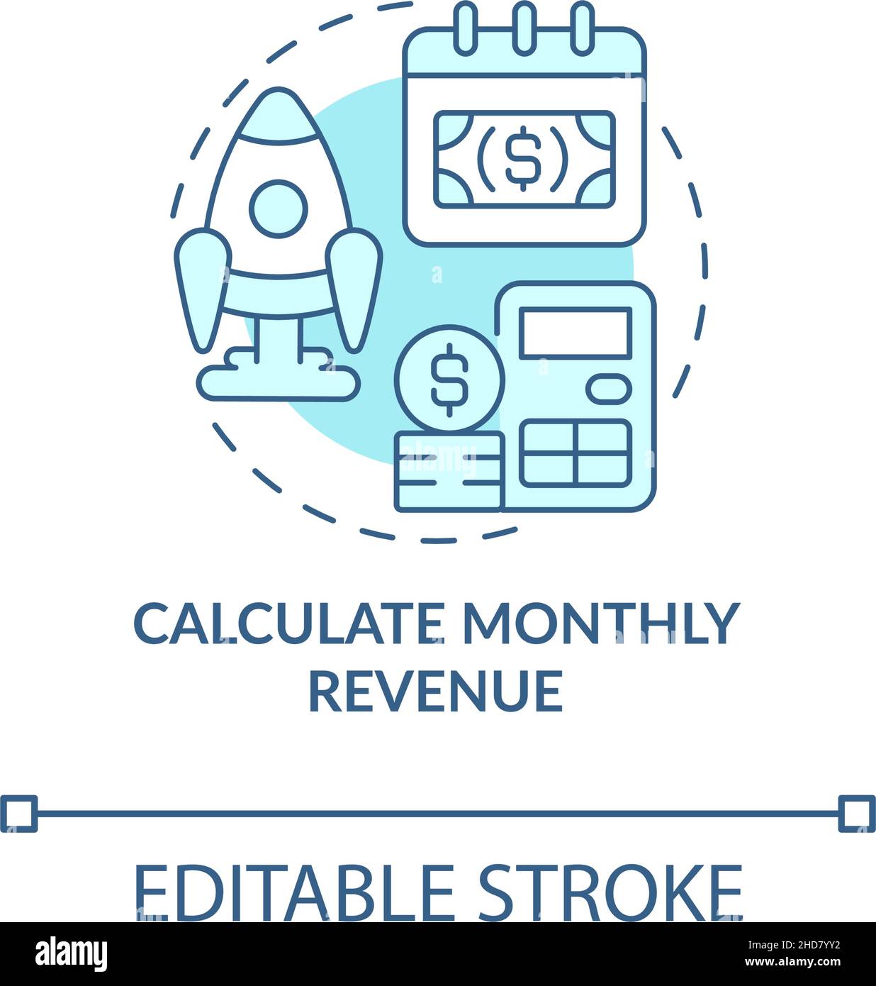 Calculate monthly revenue turquoise concept icon Stock Vector Image ...