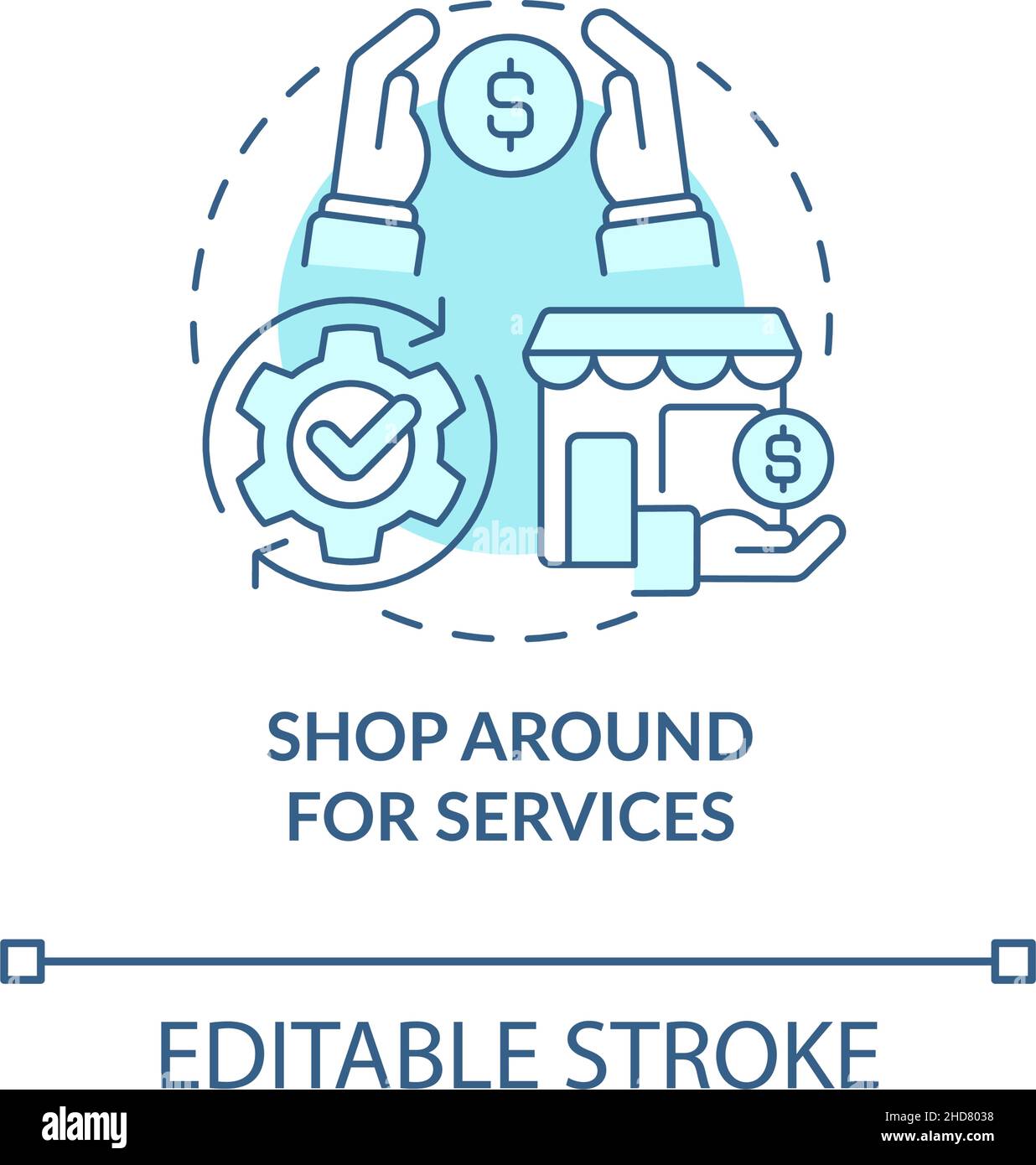 Shop around for services turquoise concept icon Stock Vector Image ...