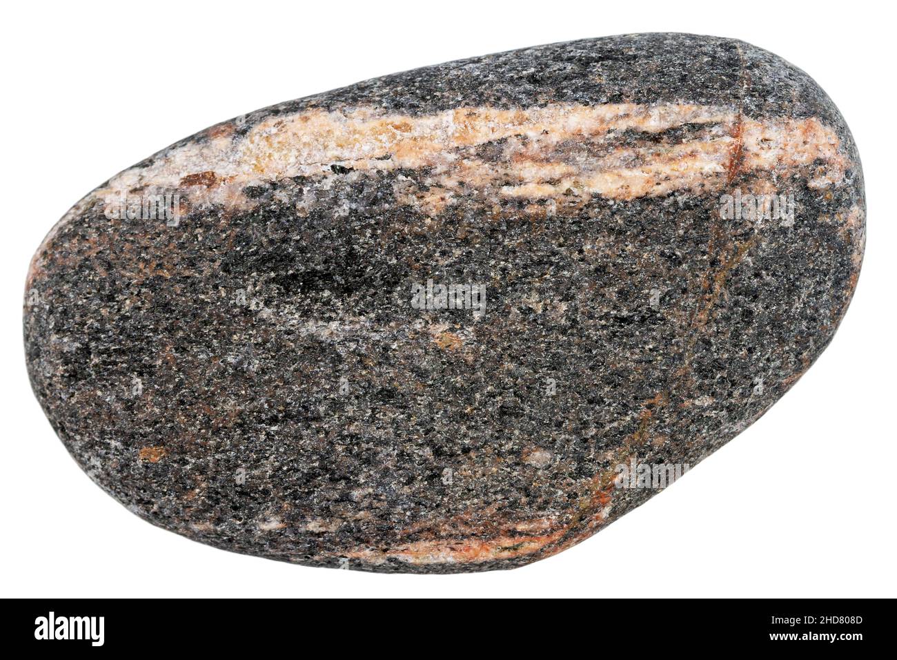 Top view of single black pebble isolated on white background Stock ...