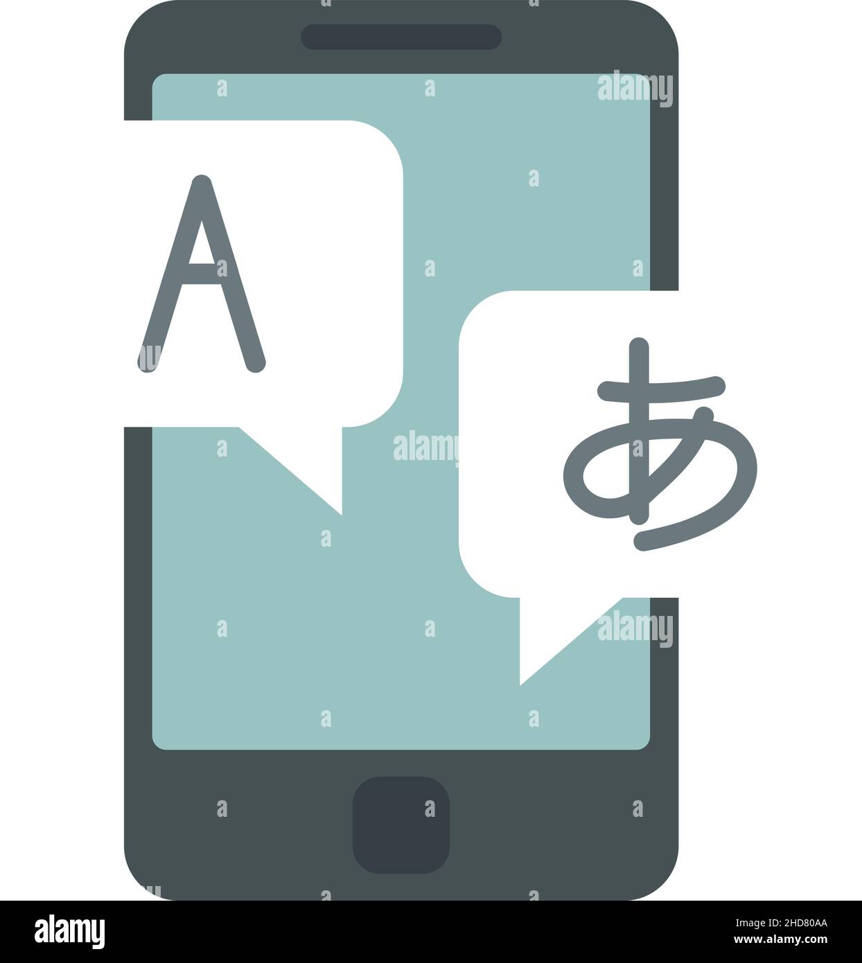 Foreign language study smartphone icon. Flat illustration of foreign ...