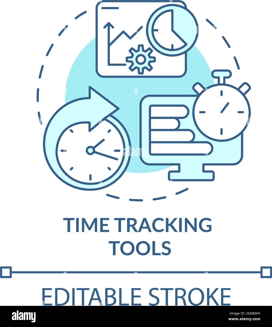 Time tracking tools turquoise concept icon Stock Vector Image & Art - Alamy