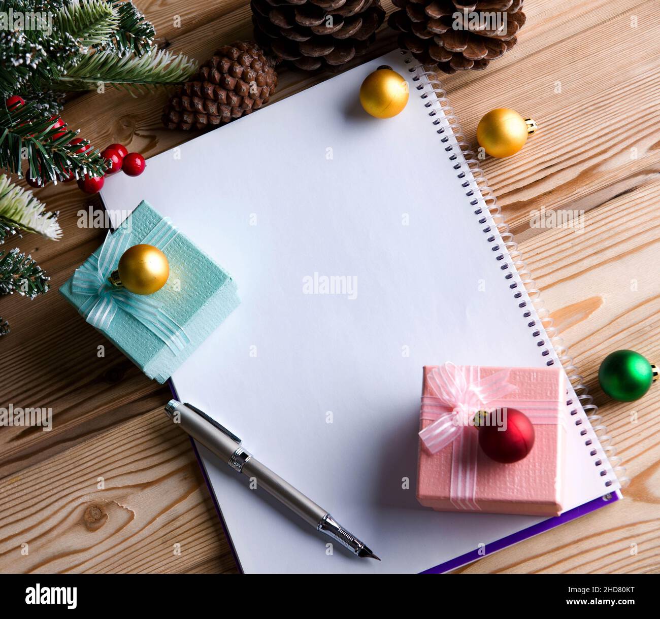The blank message paper in christmas festive concept Stock Photo - Alamy