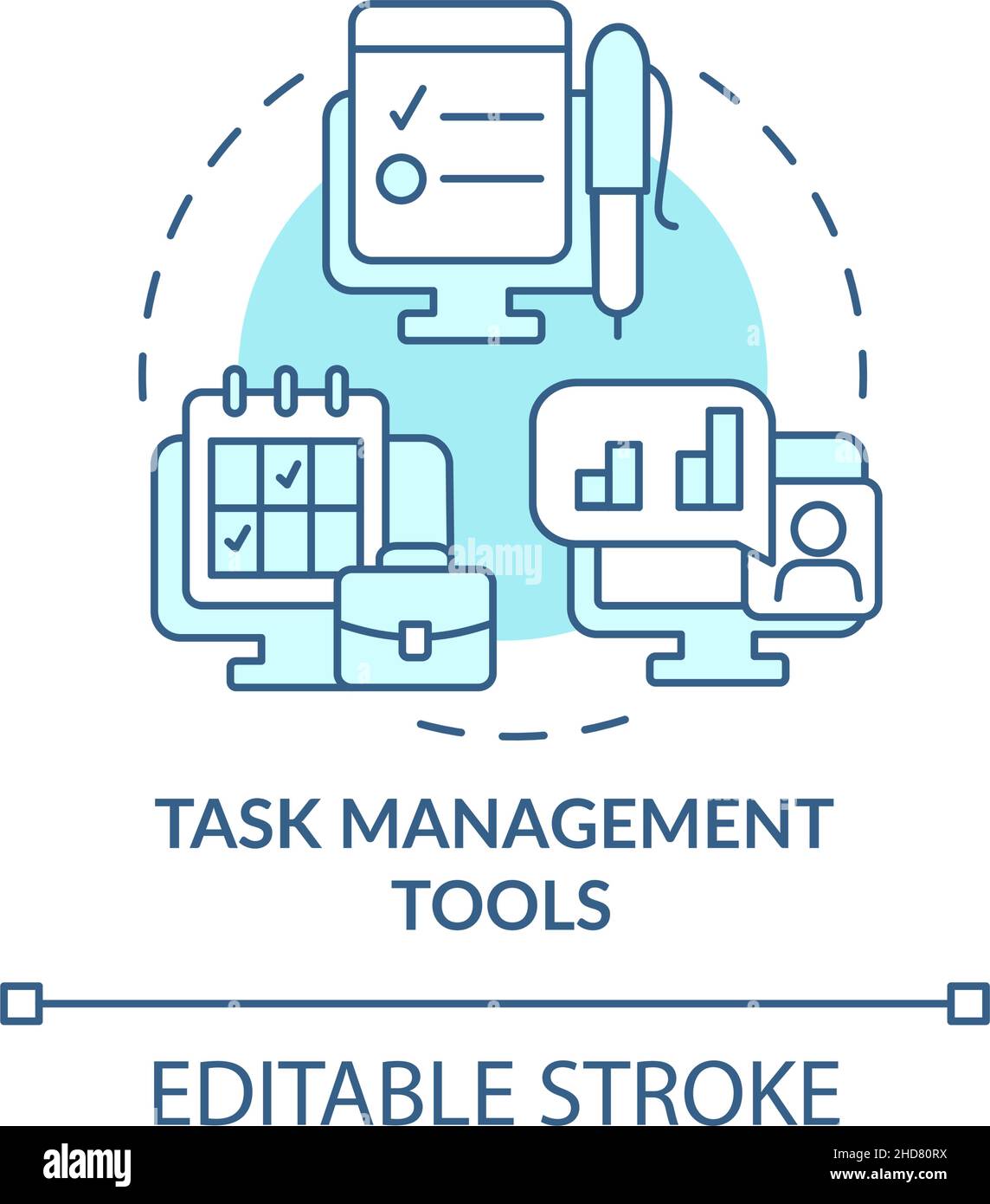 Task management tools turquoise concept icon Stock Vector Image & Art ...