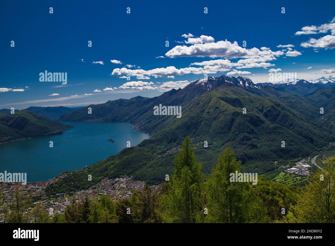 Cardada viewpoint with a view of Lake Maggiore Locarno Switzerland ...