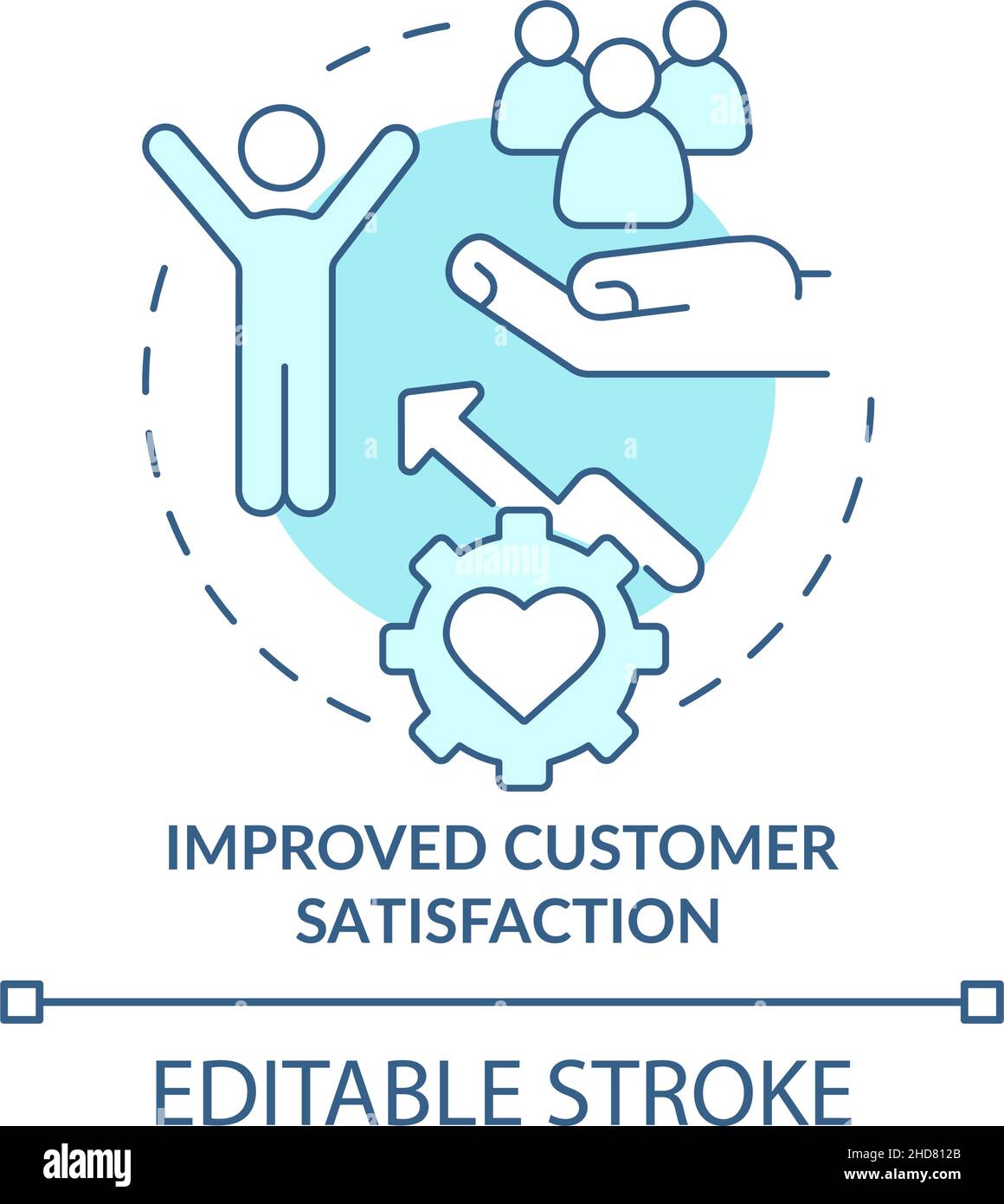 Improved customer satisfaction turquoise concept icon Stock Vector ...