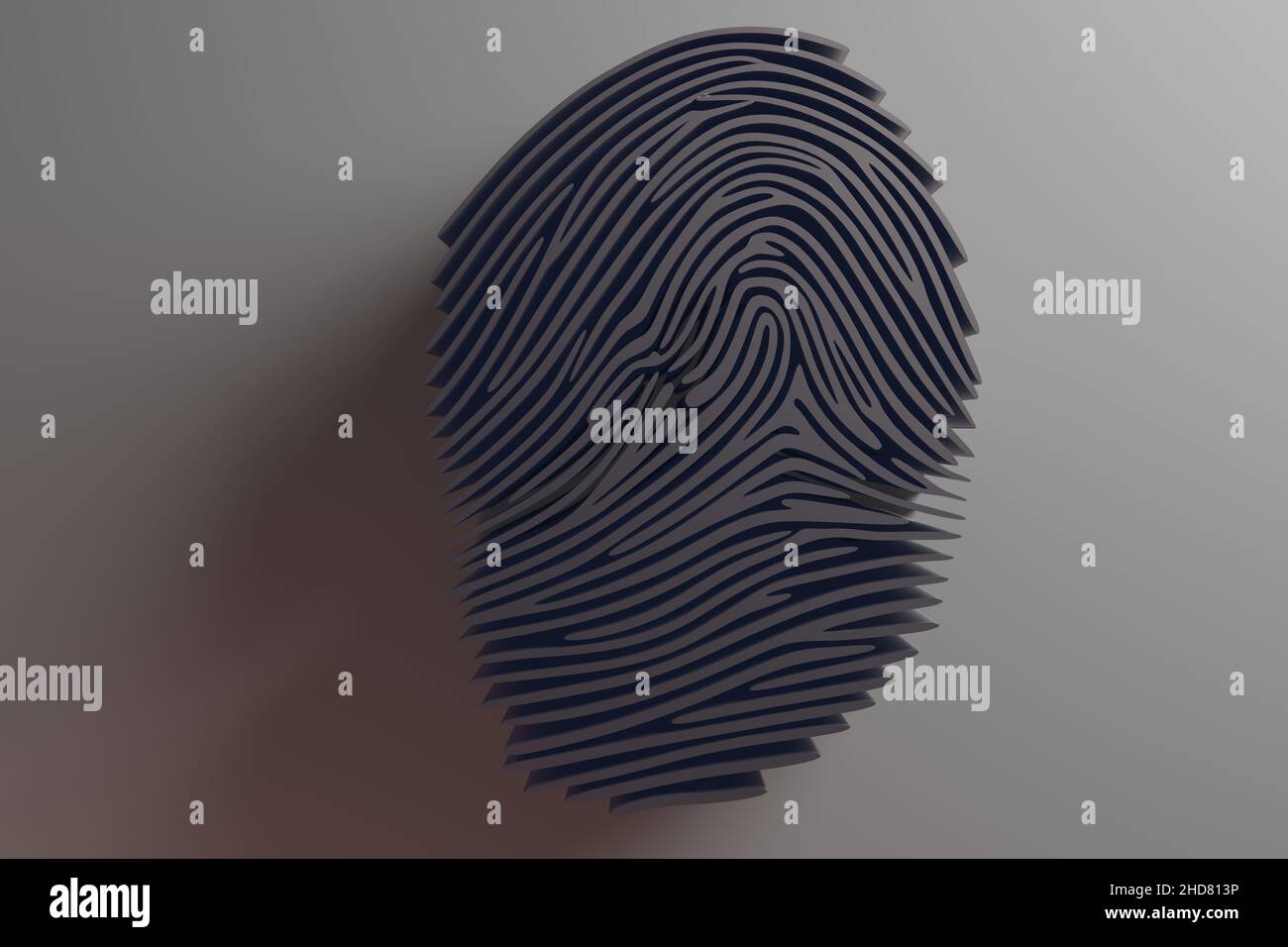 Beautiful abstract gray fingerprint, standing on white, 3d rendering ...