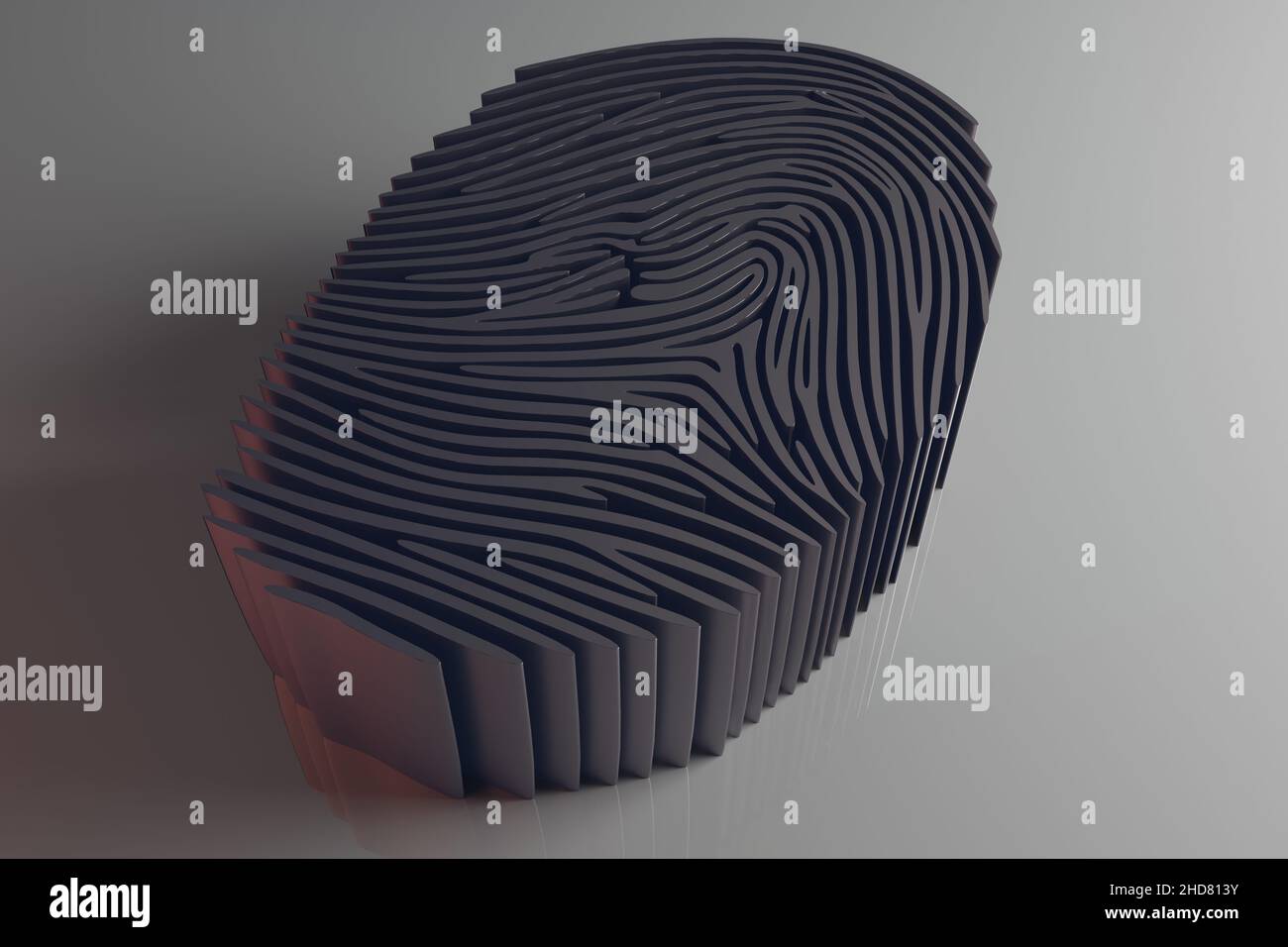 Beautiful abstract gray fingerprint, standing on white, 3d rendering ...