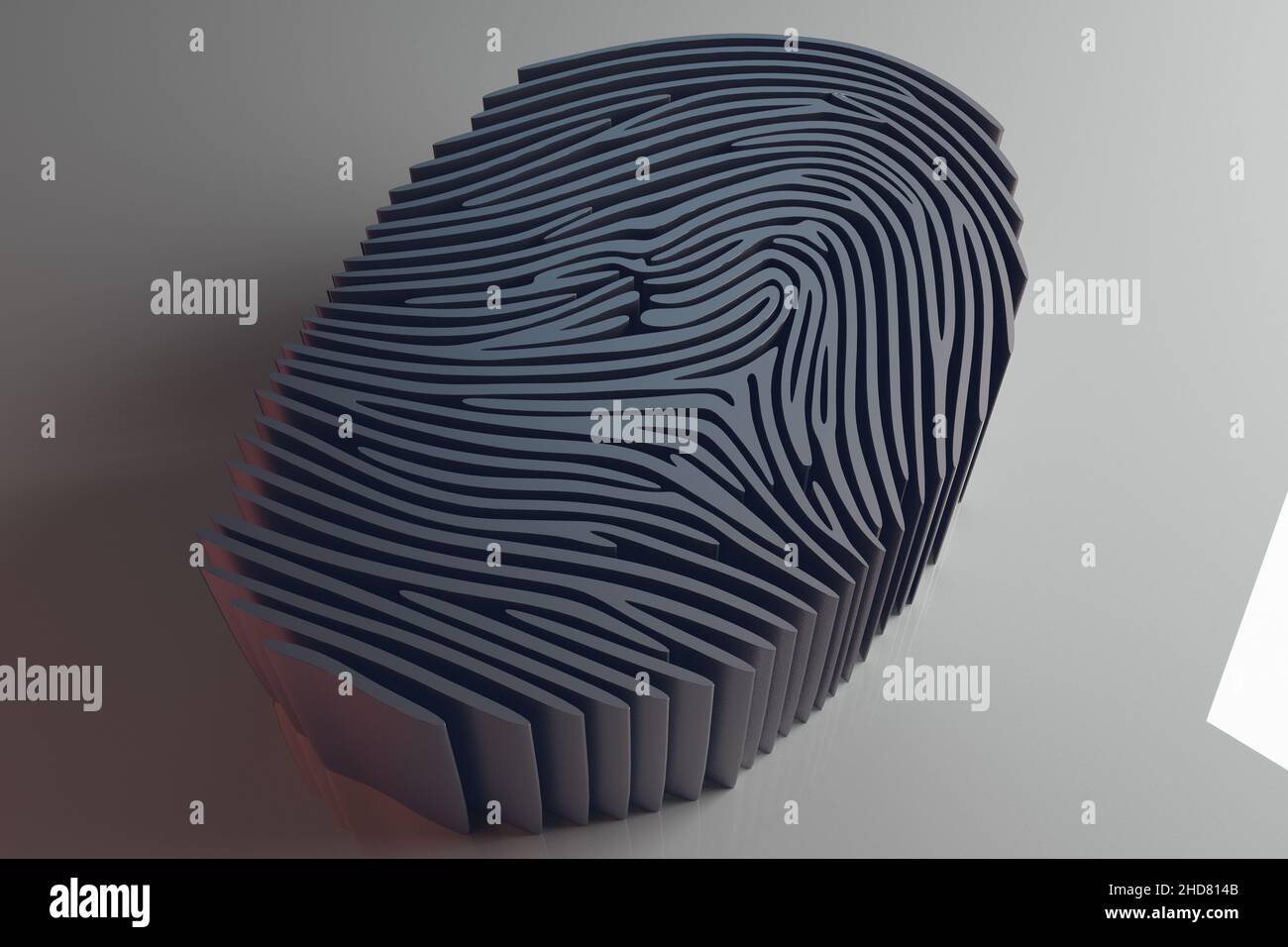 Beautiful abstract gray fingerprint, standing on white, 3d rendering ...