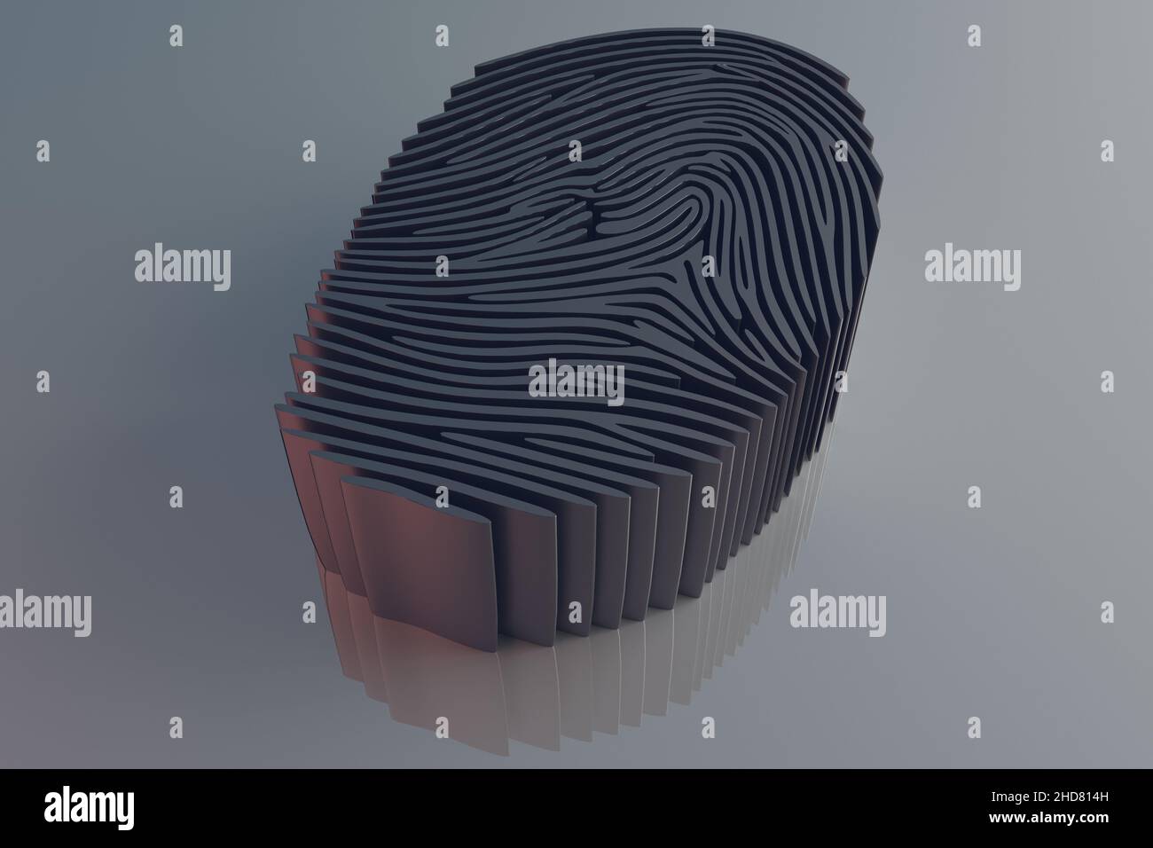 Beautiful abstract gray fingerprint, standing on white, 3d rendering ...