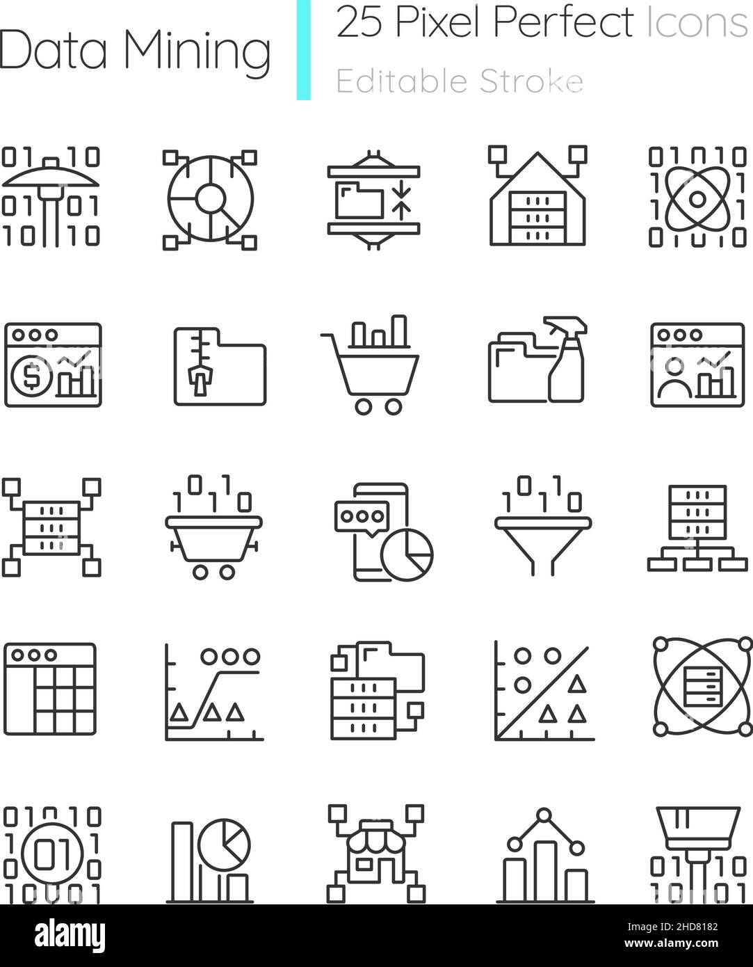 Data mining linear perfect pixel icons set Stock Vector Image & Art - Alamy