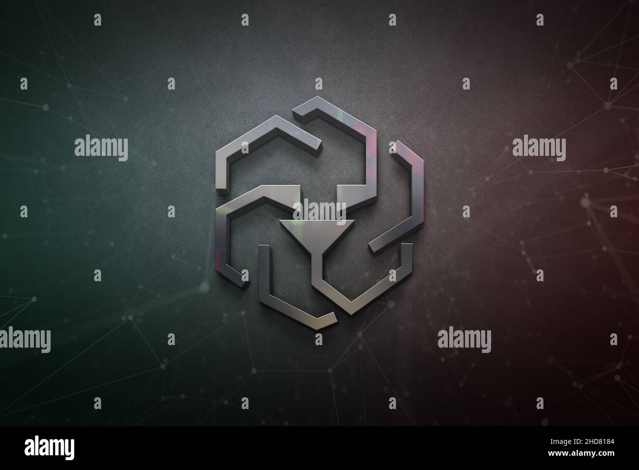 3D rendering unus cryptocurrency coin on colorful background ...