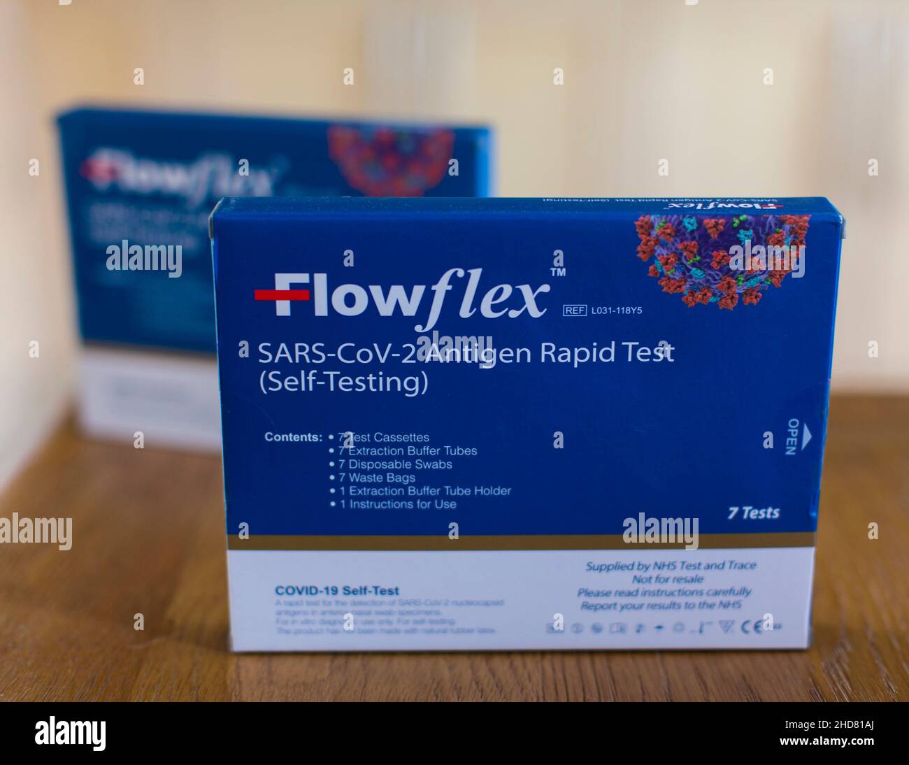 Lateral flow test boxes in a domestic home setting. Lateral flow tests ...