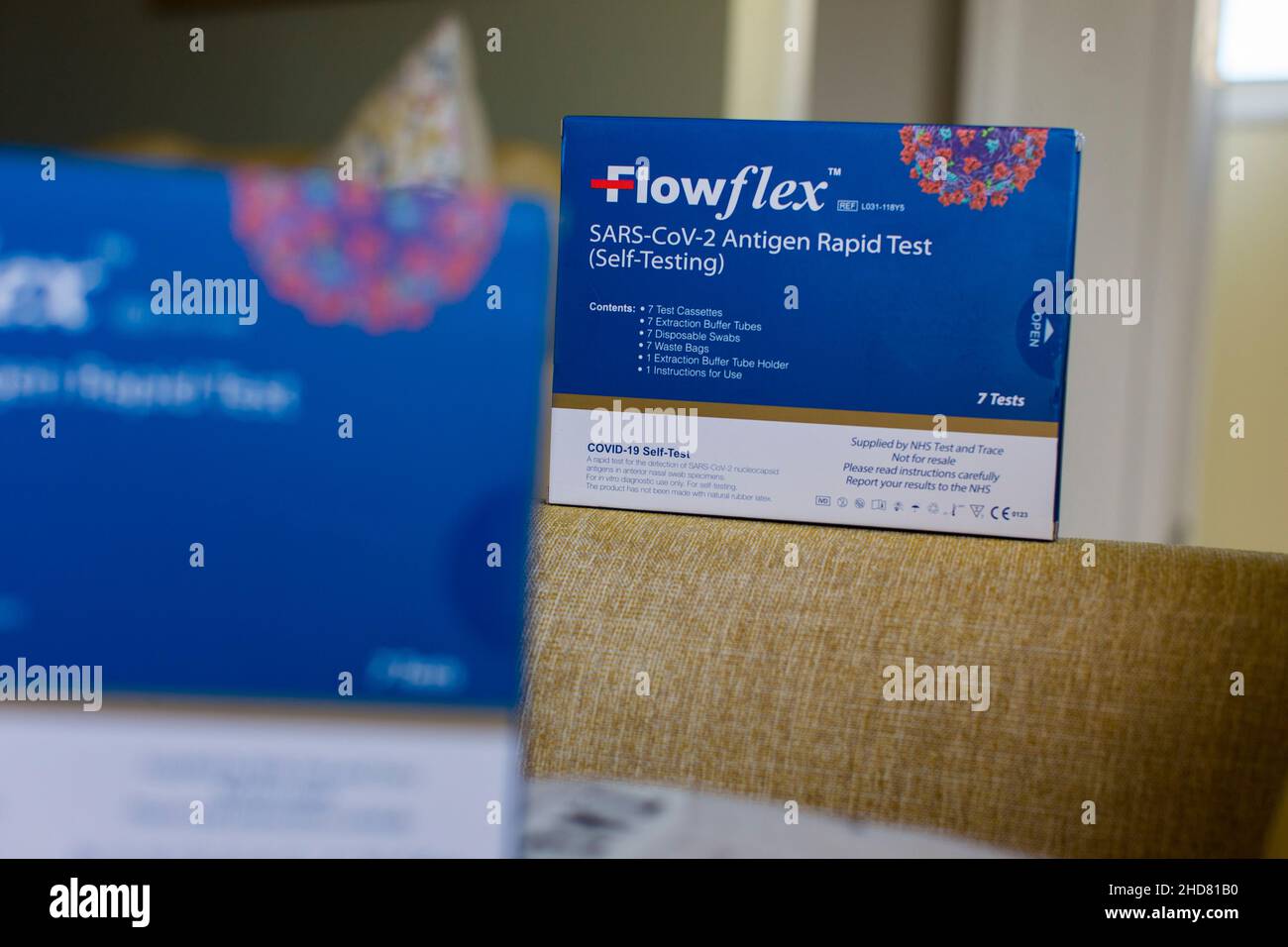 Lateral flow test boxes in a domestic home setting. Lateral flow tests ...