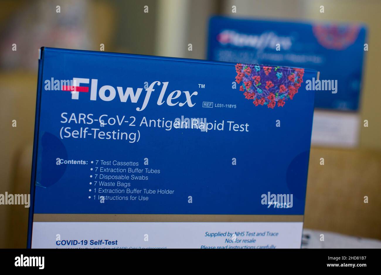 Lateral flow test boxes in a domestic home setting. Lateral flow tests ...