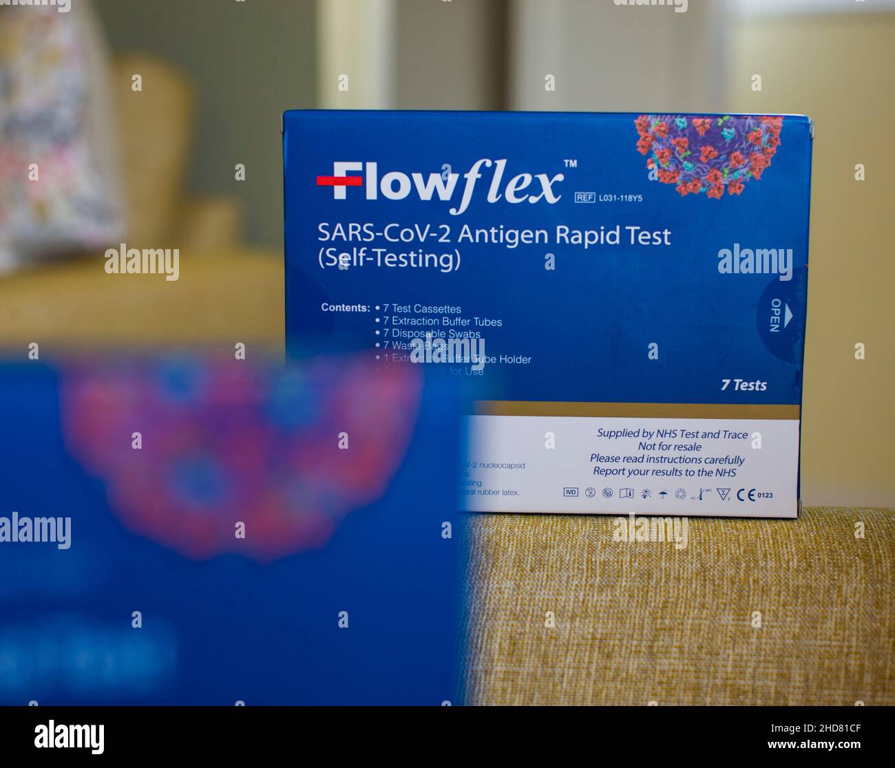 Lateral flow test boxes in a domestic home setting. Lateral flow tests ...