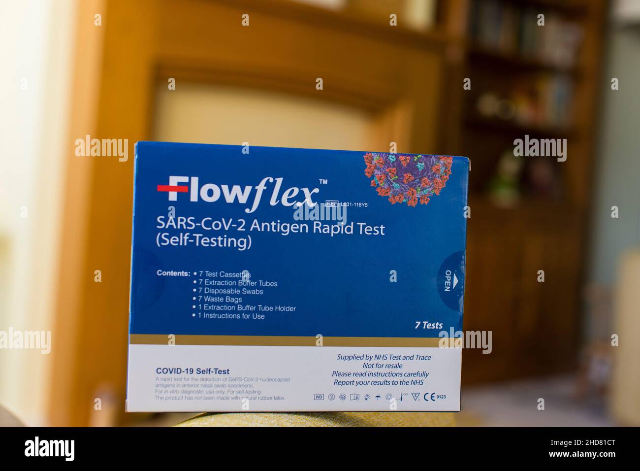 Lateral flow test boxes in a domestic home setting. Lateral flow tests ...