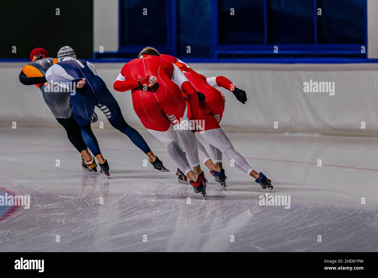 back group athletes skaters in speed skating Stock Photo - Alamy
