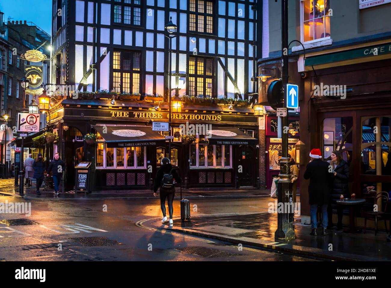 The Three Greyhounds pub, Greek Street, Soho, London, England, UK Stock ...