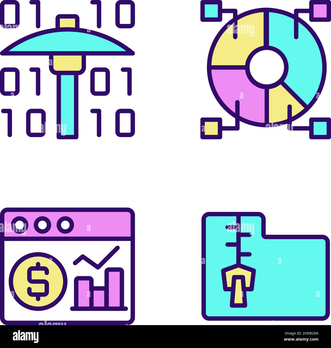 Financial data techniques RGB color pixel perfect icons set Stock Vector Image & Art - Alamy