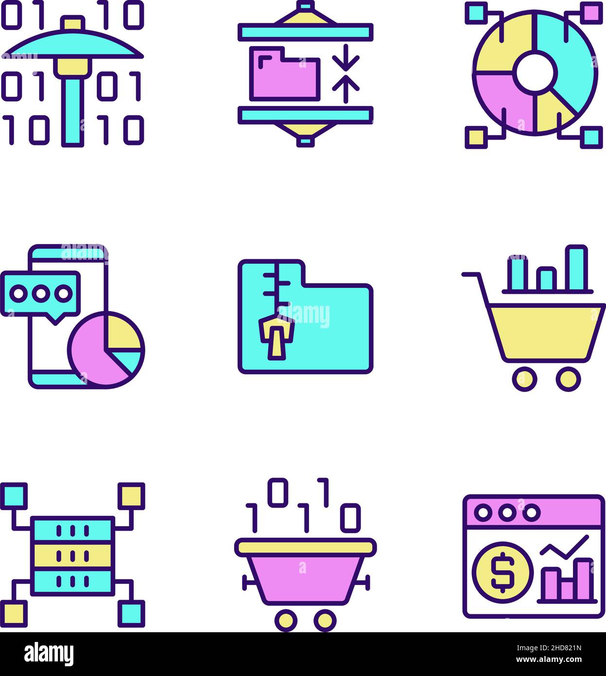 Data Mining Processes Rgb Color Pixel Perfect Icons Set Stock Vector Image And Art Alamy