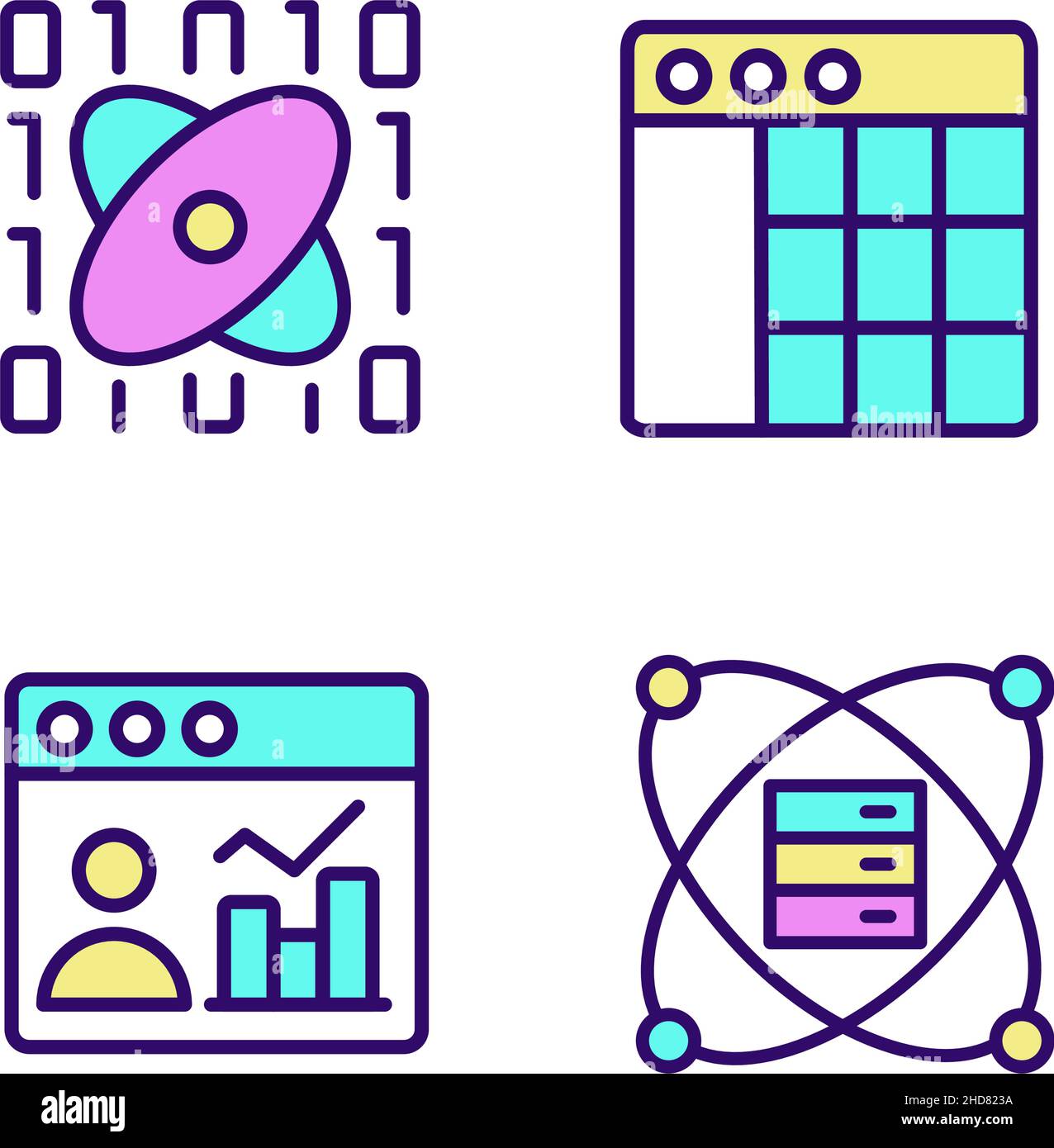 Science data mining RGB color pixel perfect icons set Stock Vector Image & Art - Alamy