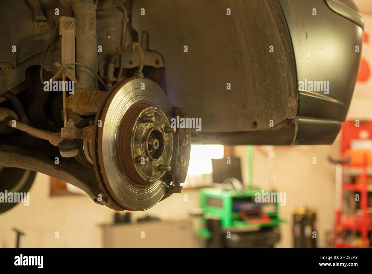 Detail of a worn disc brake ready for replacement and maintenance Stock ...