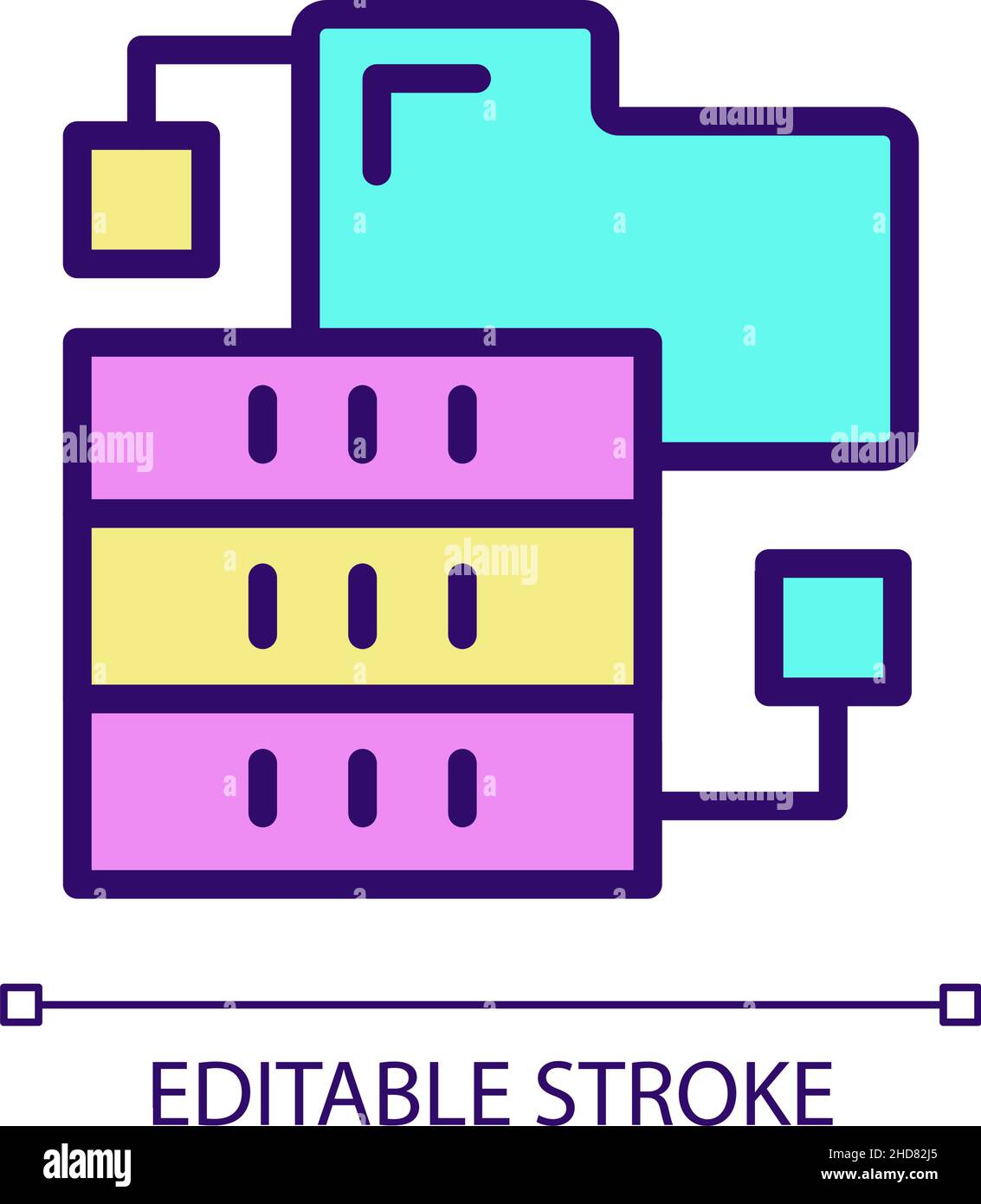 Dataset virtual storage RGB color pixel perfect icon Stock Vector Image ...