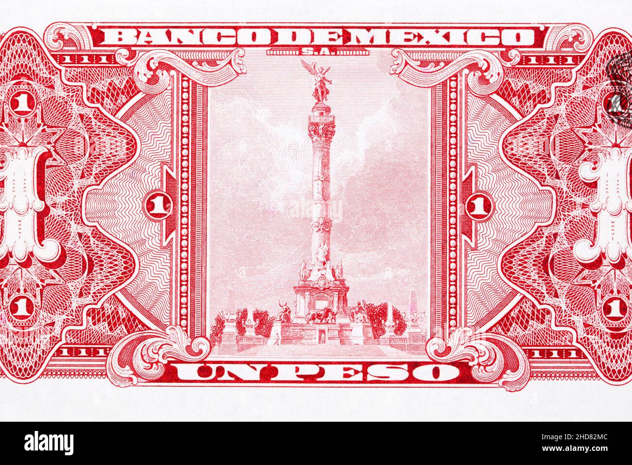 Statue of Independence from old Mexican money - Peso Stock Photo - Alamy