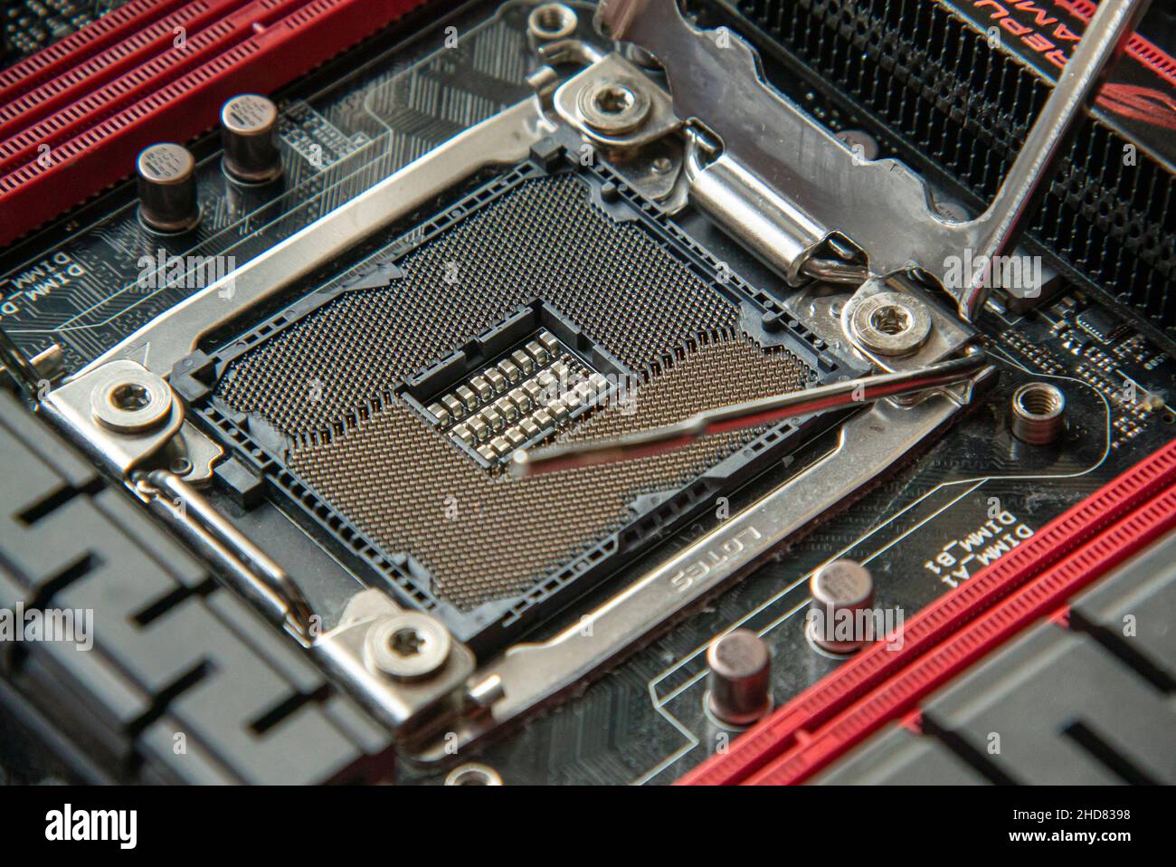 Detail of a Cpu socket in a motherboard of a gaming pc Stock Photo - Alamy