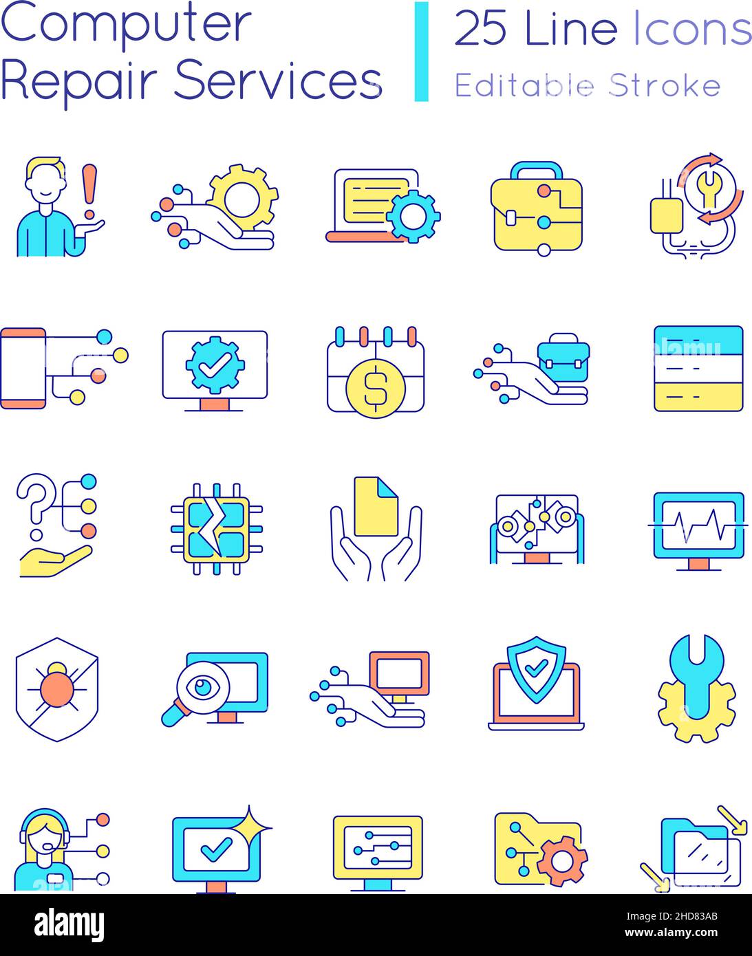 Computer maintenance RGB color icons set Stock Vector Image & Art - Alamy