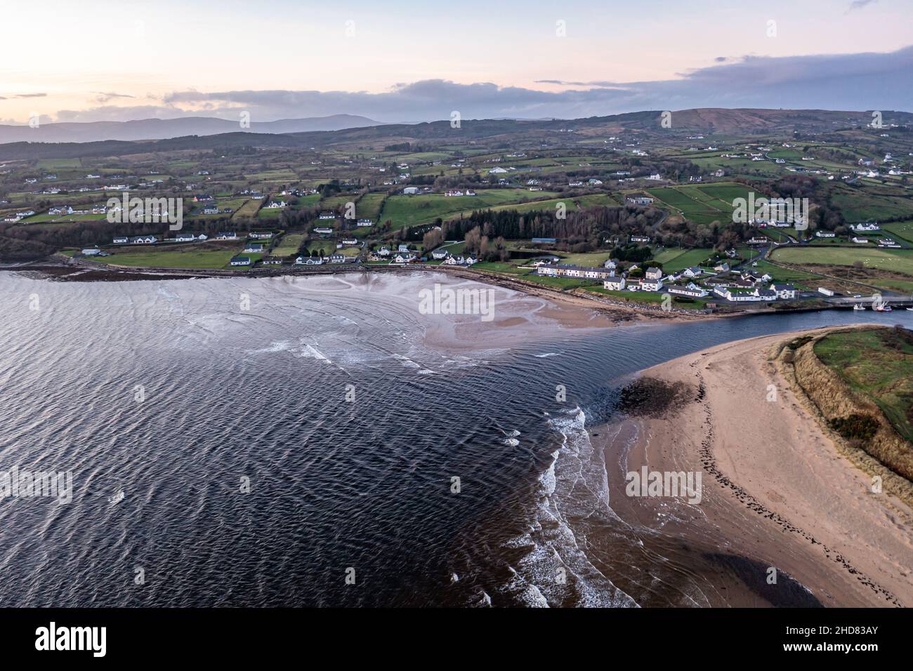 Aerial view of the village Inver in County Donegal - Ireland Stock ...