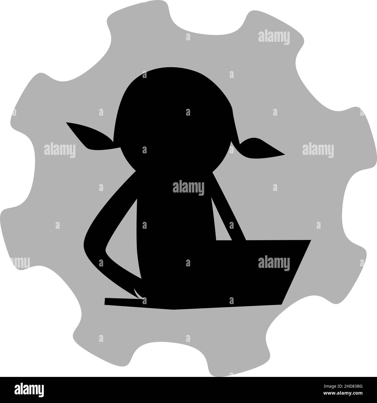 Female working on laptop computer Stock Vector Images - Alamy