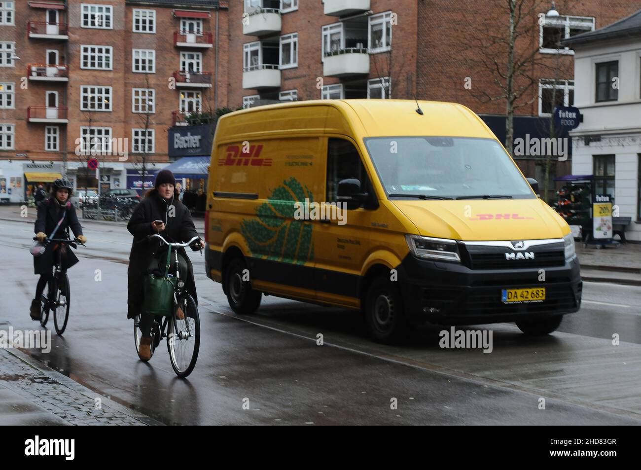 Copenhagen/Denmark./04 Januaryr 2022/ Deustche DHL packet delivery ...