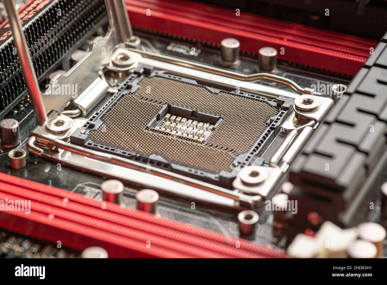 Detail of a Cpu socket in a motherboard of a gaming pc Stock Photo - Alamy