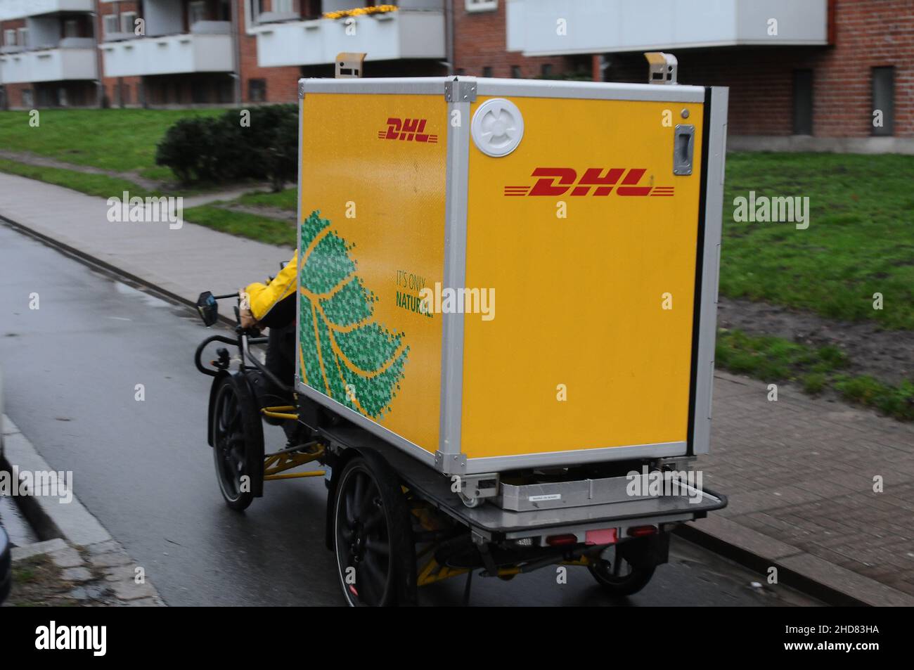 Copenhagen/Denmark./04 Januaryr 2022/ Deustche DHL packet delivery ...